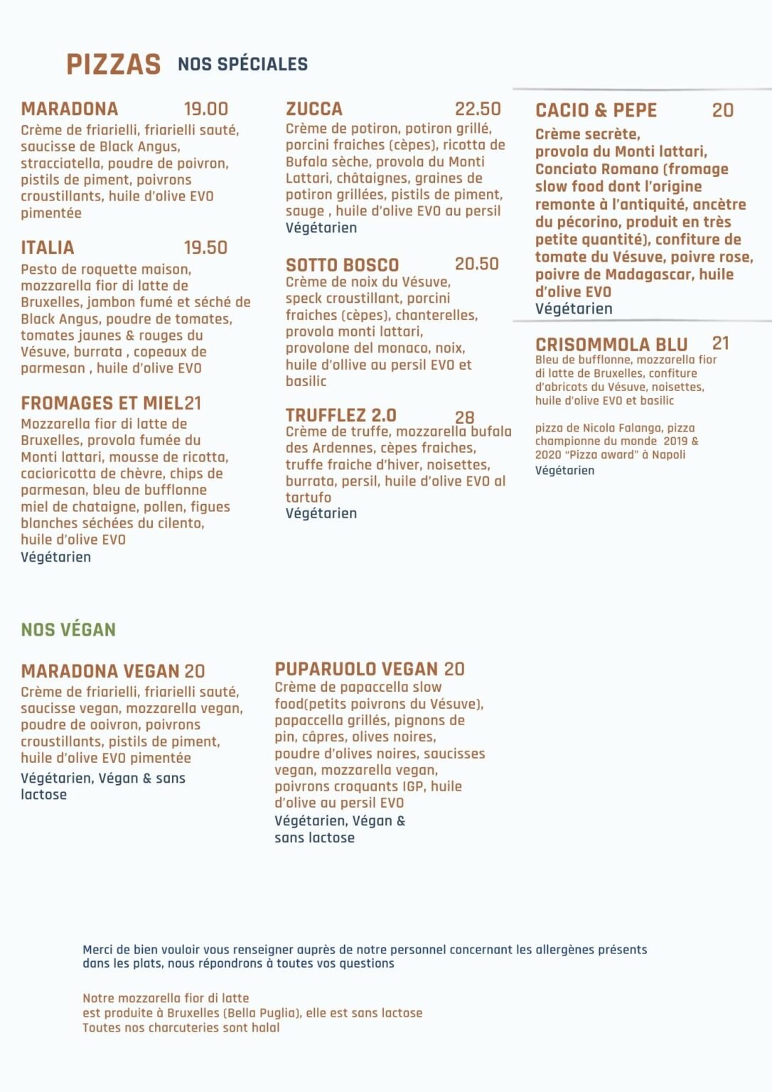Menu - Biga pizzeria